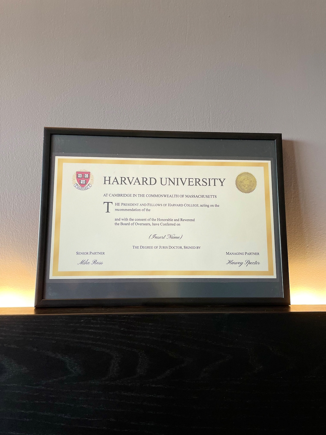 Fake Harvard Diploma/ondertekend Door Mike Ross En Harvey Specter ...