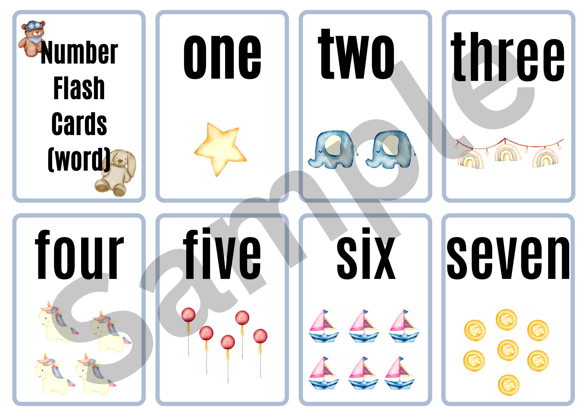 Printable Number Flash Cards - Etsy