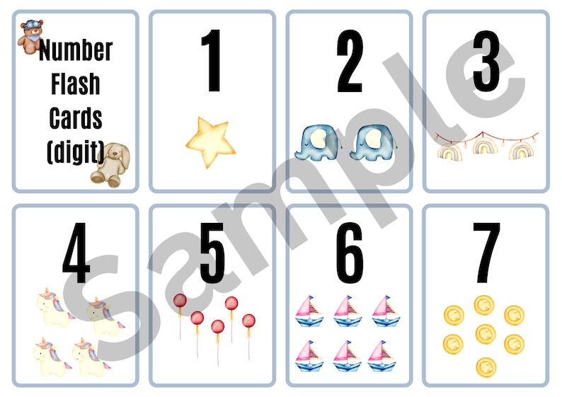 Printable Number Flash Cards - Etsy