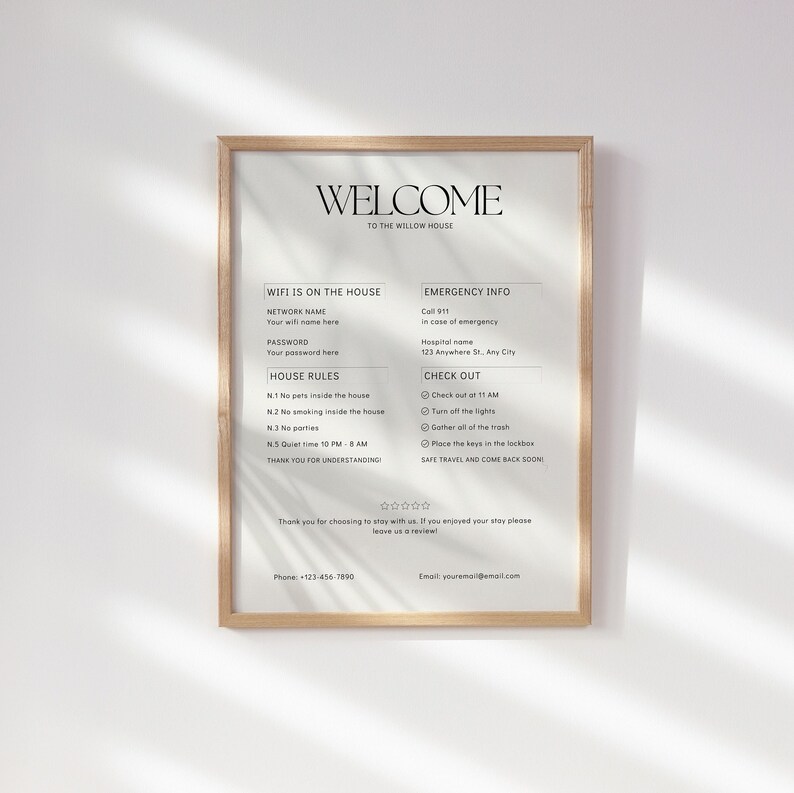 2 Airbnb Welcome Instructional Signs, Vacation Rental Printable, Guest ...