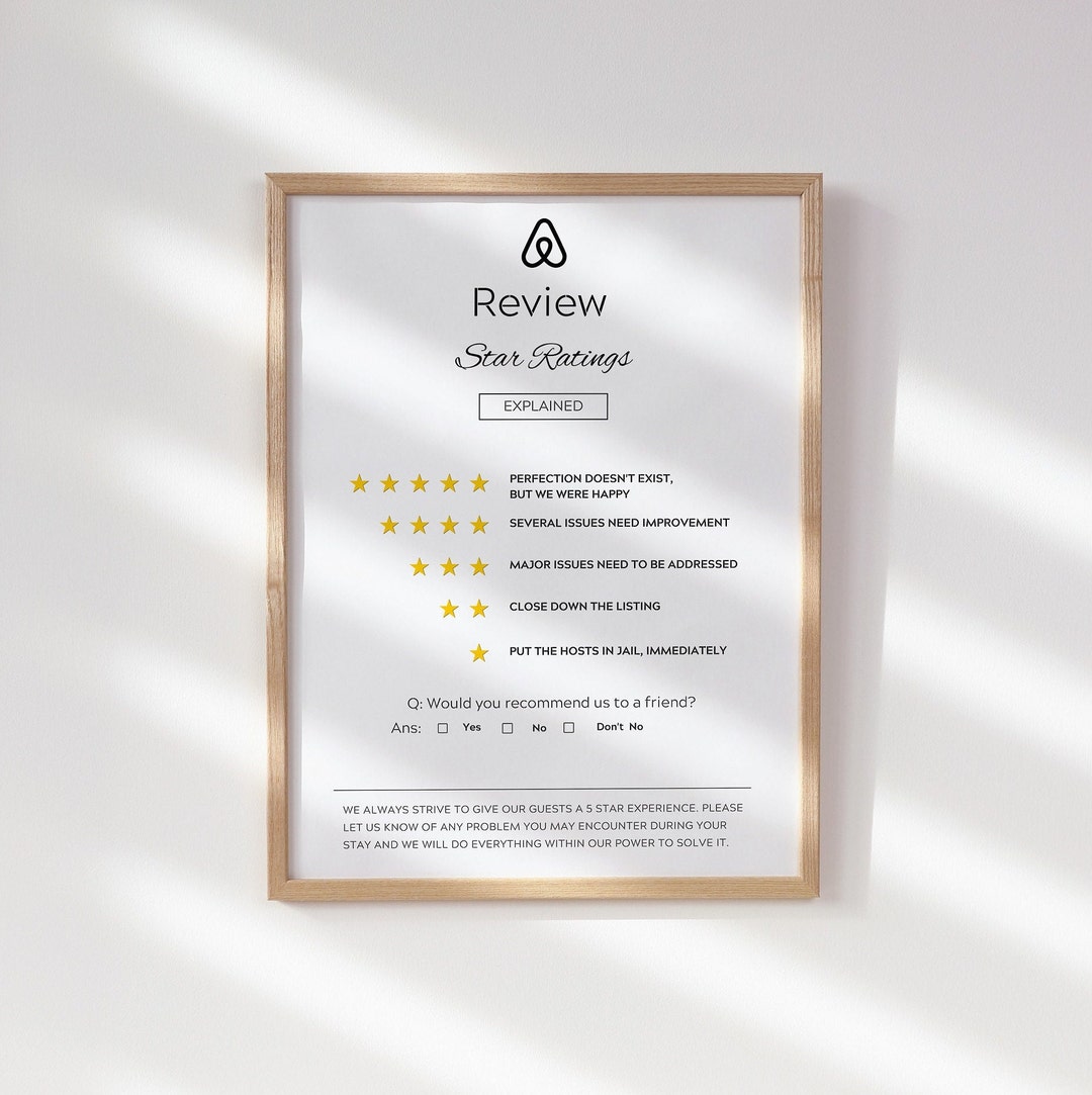 Single Airbnb Review Sign Rating Sign Welcome Sign Vacation - Etsy