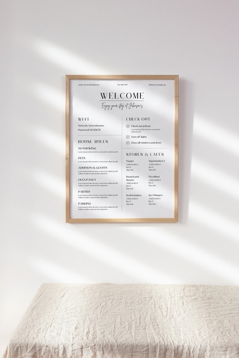 1 Airbnb Welcome Sign, Vacation Rental Printable, Guest Arrival Poster ...