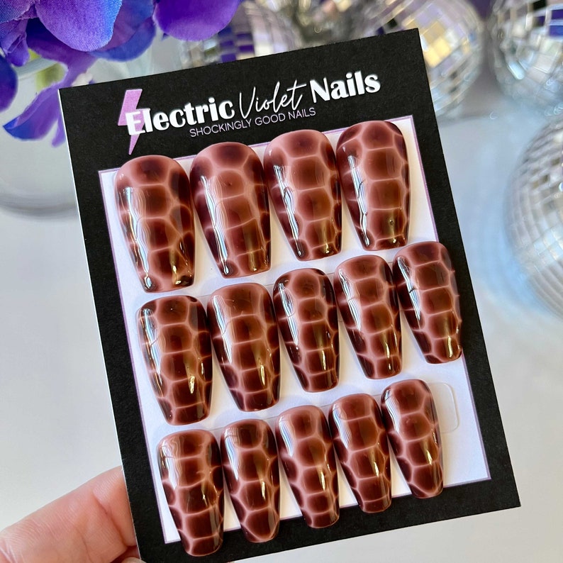 Brown Croc/reptile Print Press-on Nail Set - Etsy
