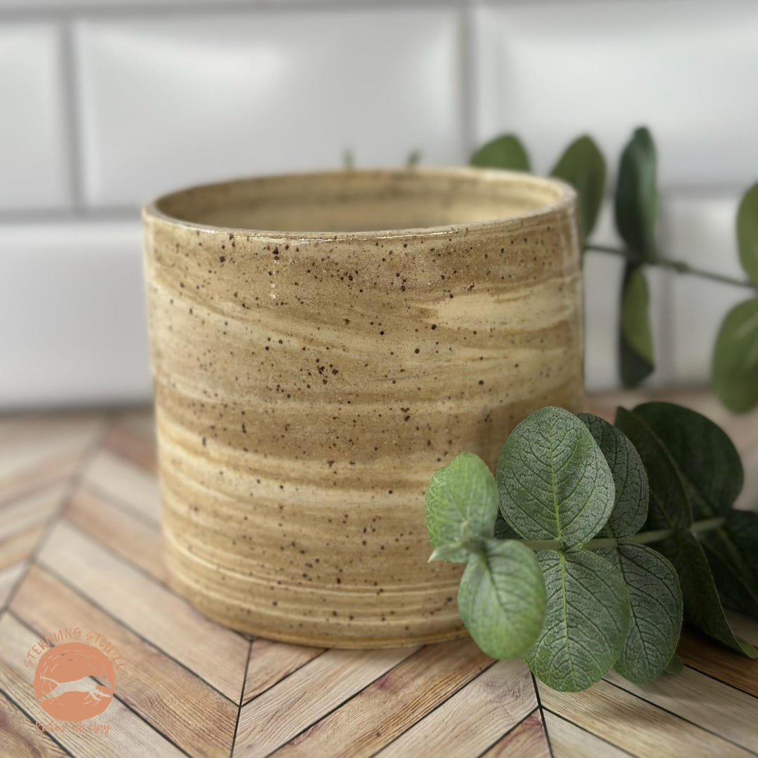 Handmade Marbled Clay Planter | Neutral Toned Ceramic Pot | Minimalist ...