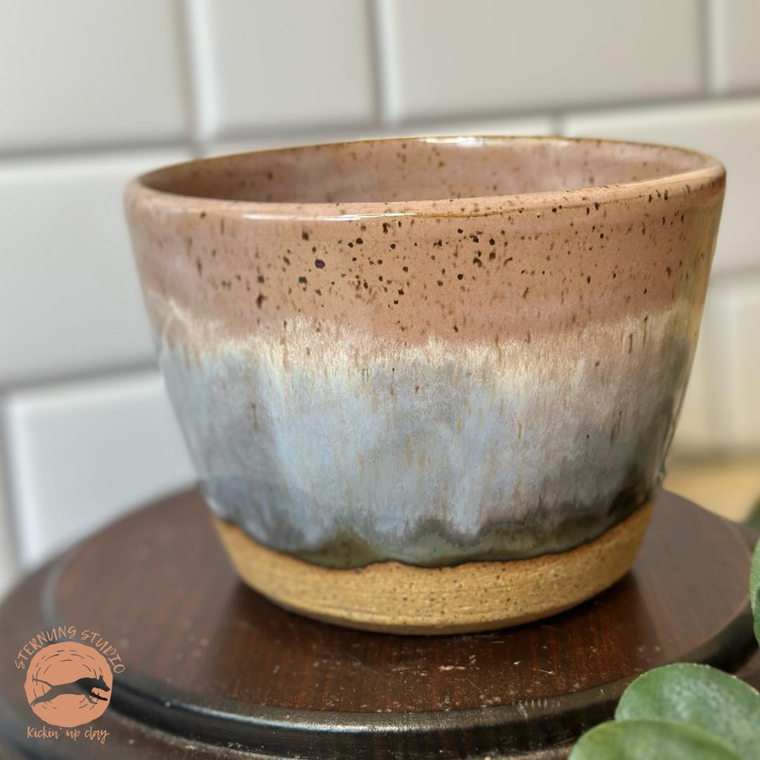 Handmade Pastel Sunset Planter – Soft Sunset Colors With Hand-carved ...