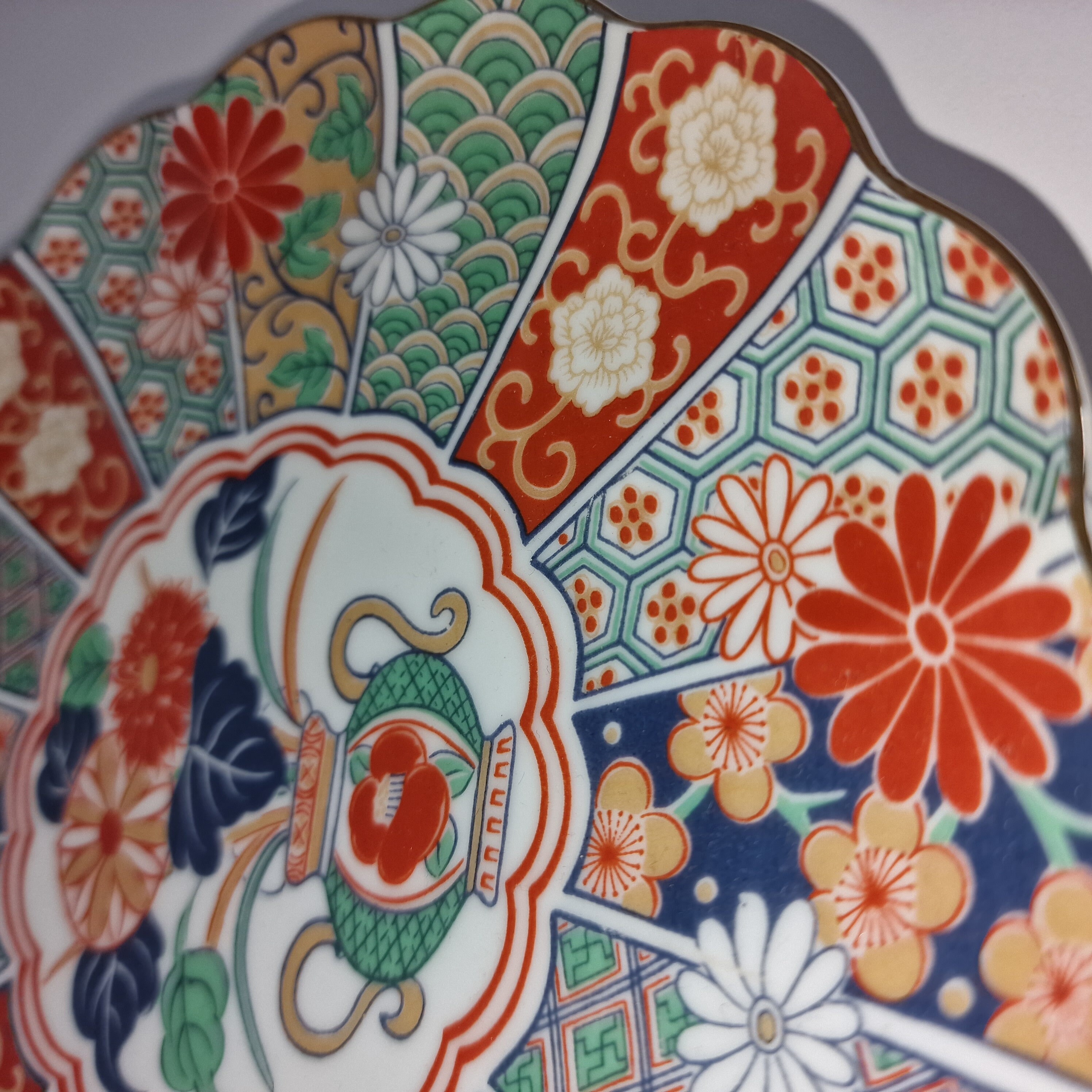 Vintage Japanese 18 Cm Arita Imari Fan Footed Plate - Etsy
