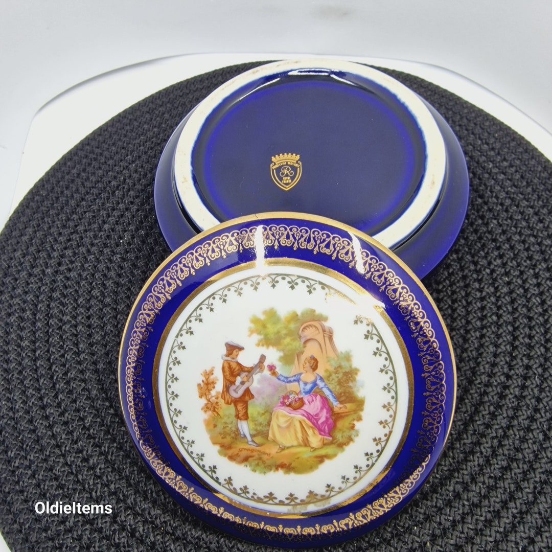 Vintage Limoges Style France Cobalt Blue Porcelaine Veritable by Revol ...