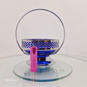 Vintage Cobalt Blue Candy Jar With Metalic Case and Holder - Etsy