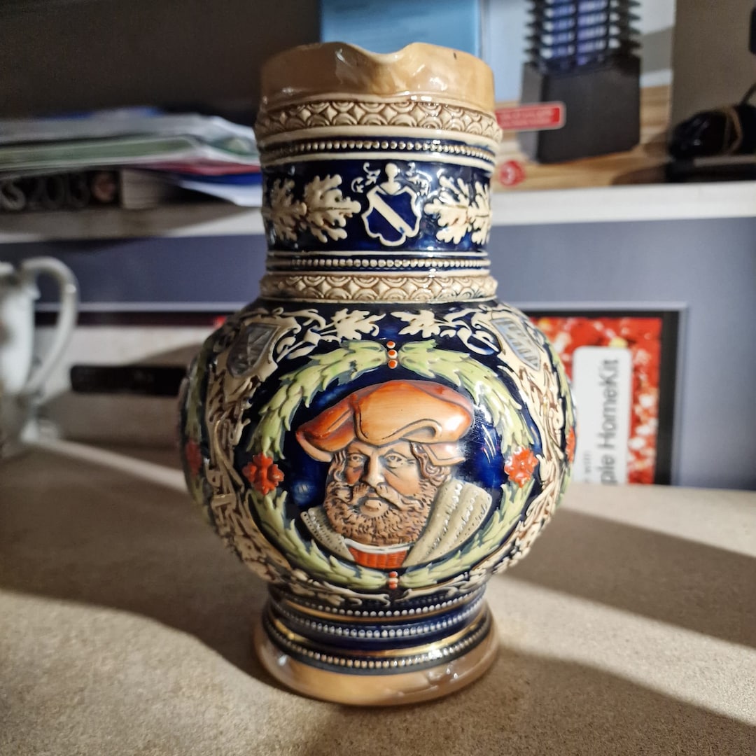 Vintage German Marzi & Remy Stoneware Salt Glazed Beer Pitcher Pitcher ...