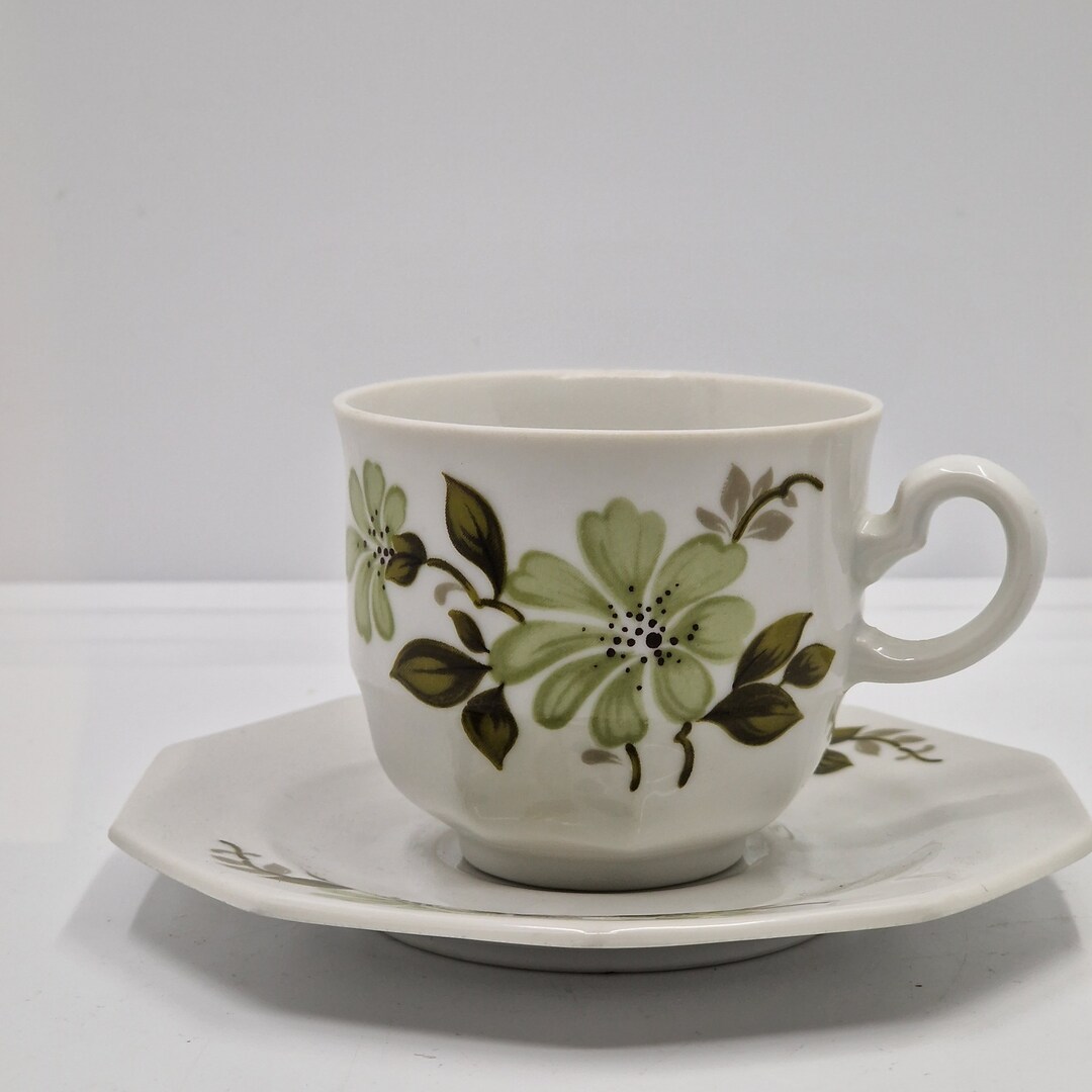 Coffee Cup and Saucers Green Leaves and Flowers Winterling Röslau ...