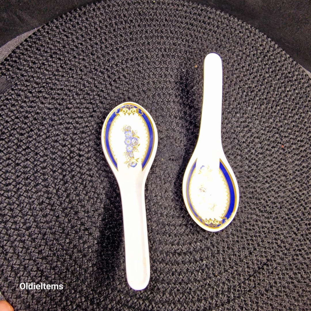 Set of 2 Vintage Chinese Soup Rice Eye Spoons With Floral Motifs - Etsy