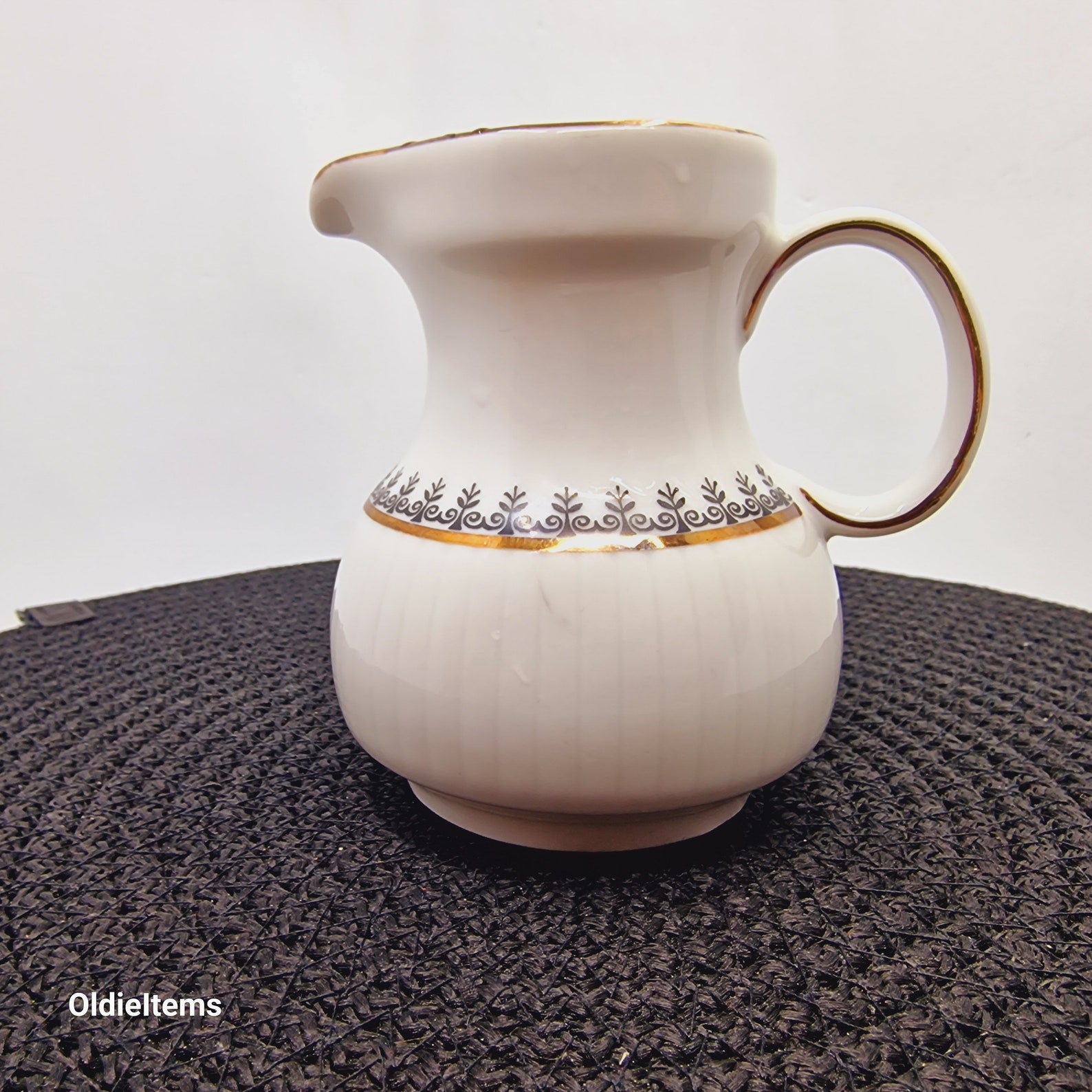 Vintage Bavarian Creamer Pitcher: Black and Gold Motifs, 8 Oz - Etsy