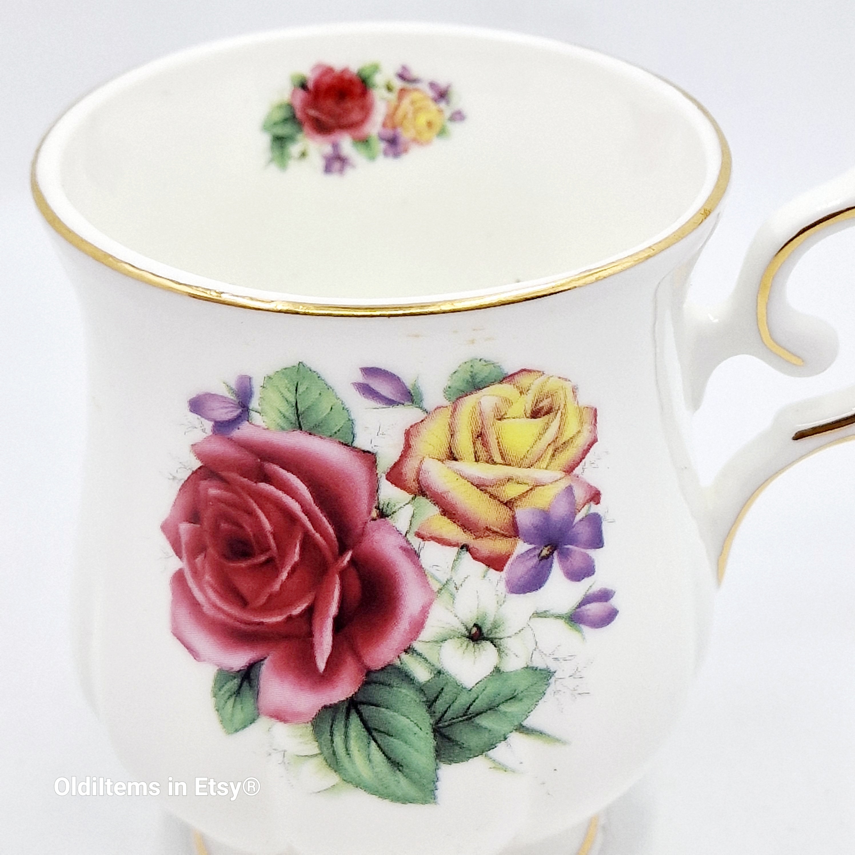 Bone China London Collection Beautiful Roses Without Saucers - Etsy