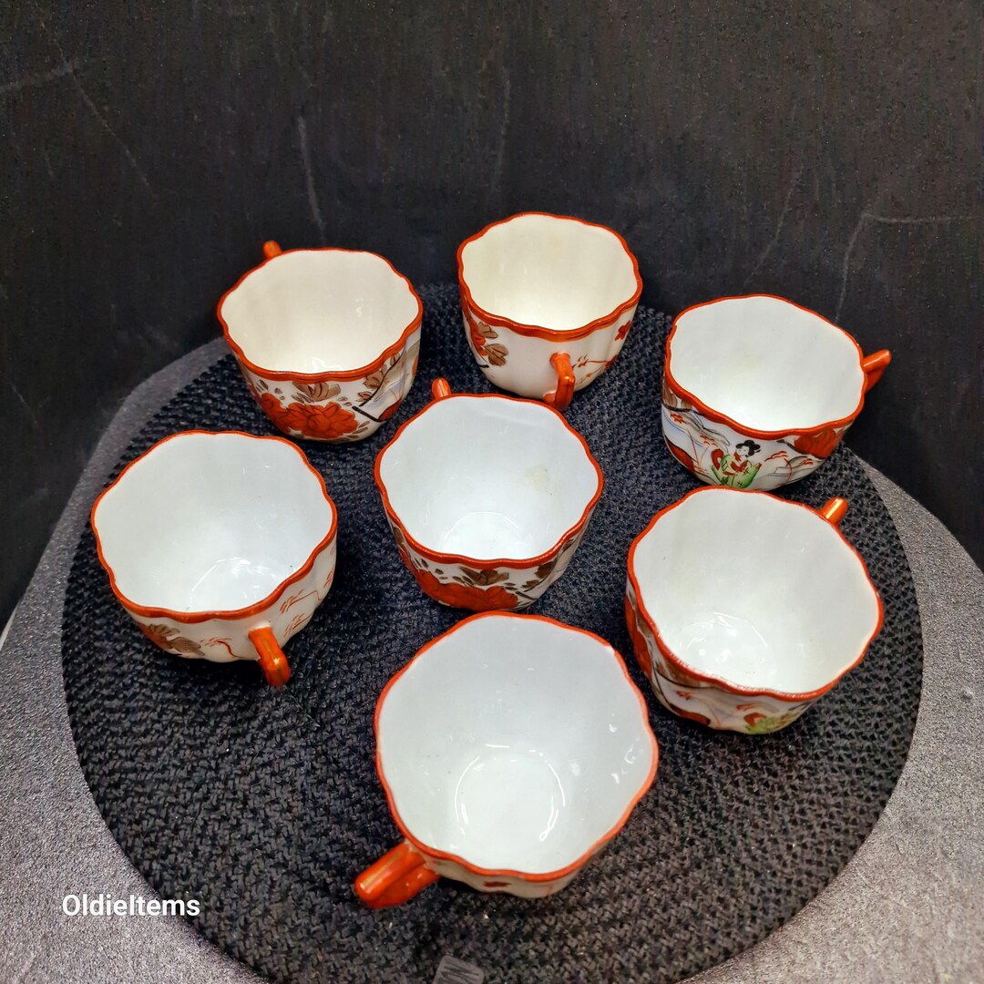 Vintage Kutani Geisha Tea Cups: Japanese Collectible Set of 8 - Etsy
