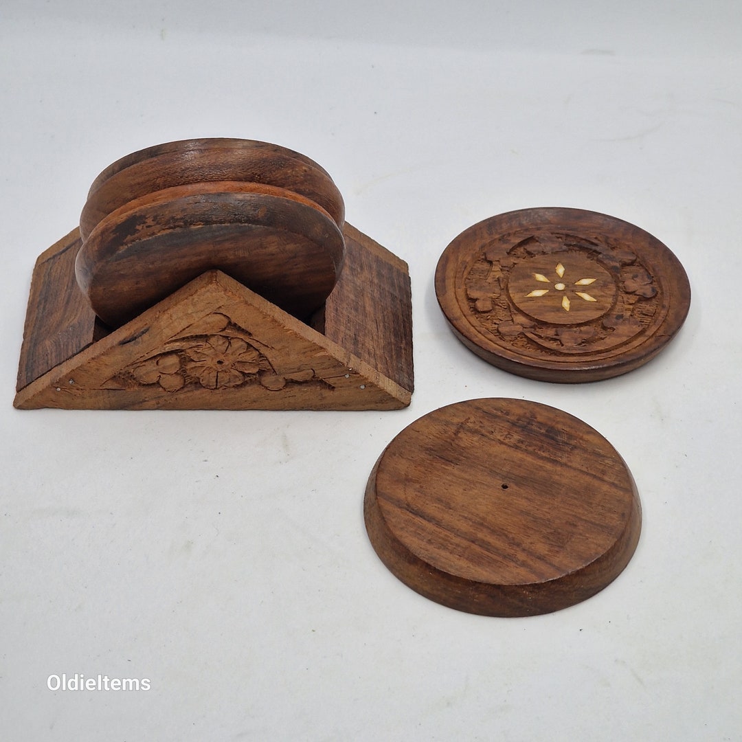 Vintage Wooden Hand Decorated Coasters - Etsy