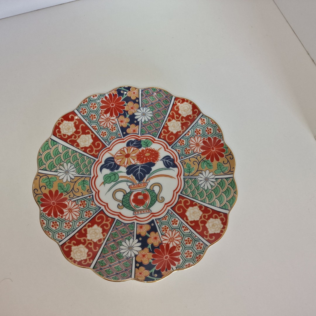 Vintage Japanese 18 Cm Arita Imari Fan Footed Plate - Etsy