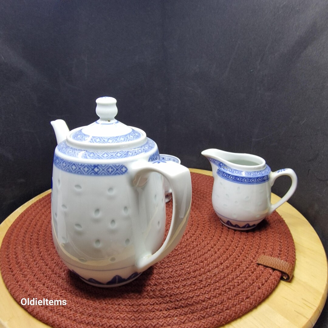 Chinese Rice Eye Tea Set With 2 Pcs Cups and Milk Pitcher - Etsy