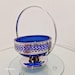 Vintage Cobalt Blue Candy Jar With Metalic Case and Holder - Etsy
