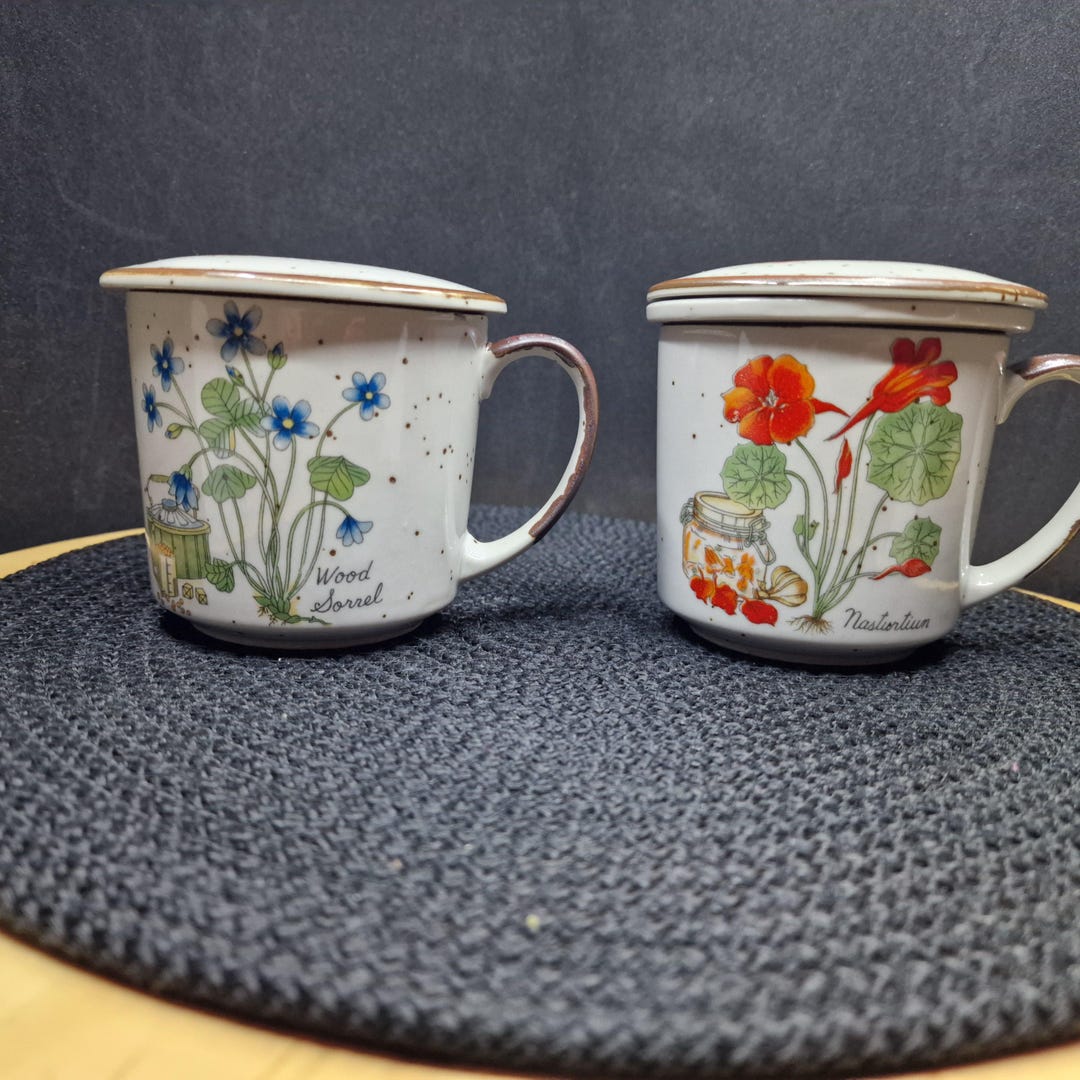 Japanese Porcelain Mug Set of 3: Floral & Landscape Designs, Tea ...