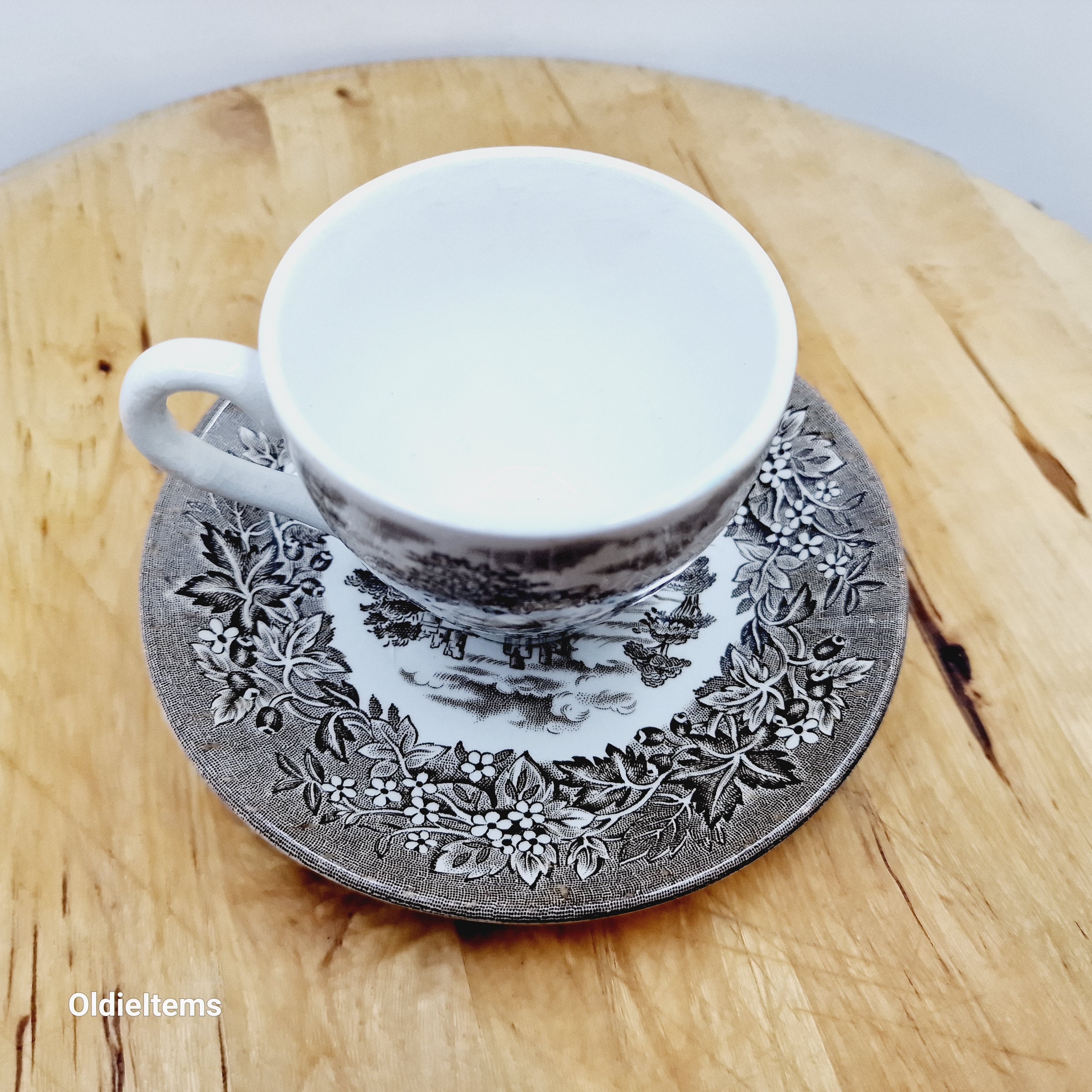 Vintage English Ironstone Tableware Brown Castle5 Oz Teacup and Saucer ...