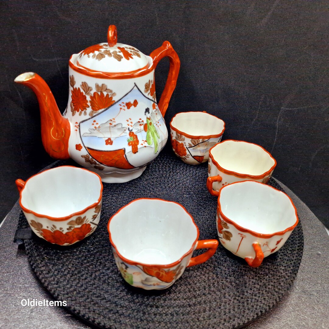 Vintage Kutani Teapot Set: Geisha Tea Cups, Japanese Collectible - Etsy