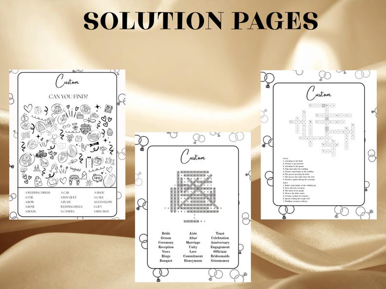 Personalized Wedding Games Word Search Crossword and Hidden Objects ...