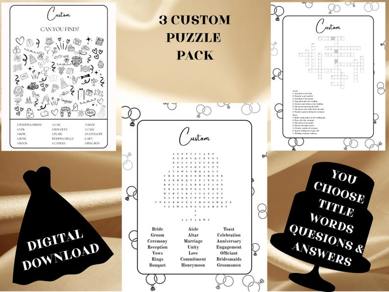 Personalized Wedding Games Word Search Crossword and Hidden Objects ...