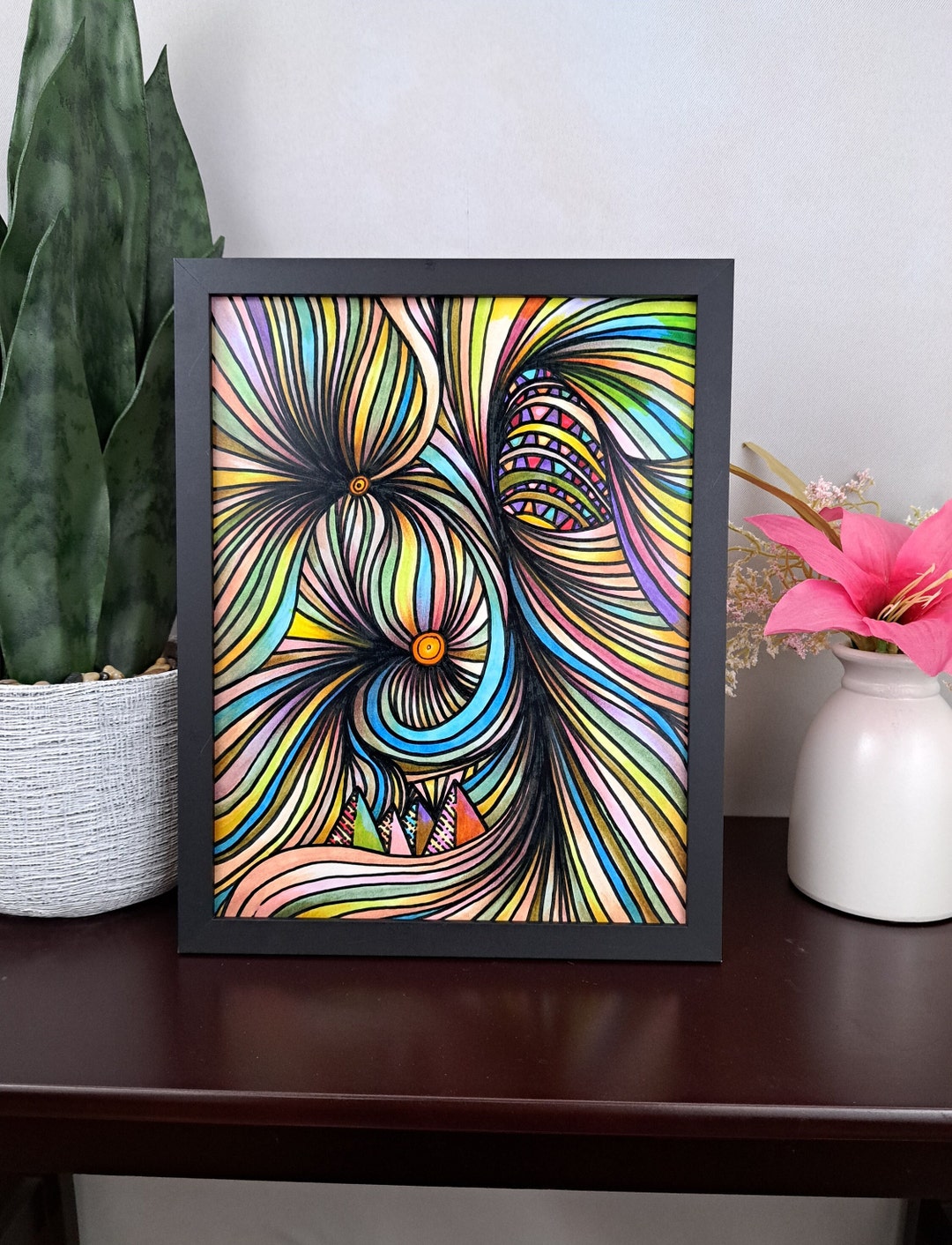 Colorful Zentangle Abstract Art Print, Modern Abstract Art, Freehand ...