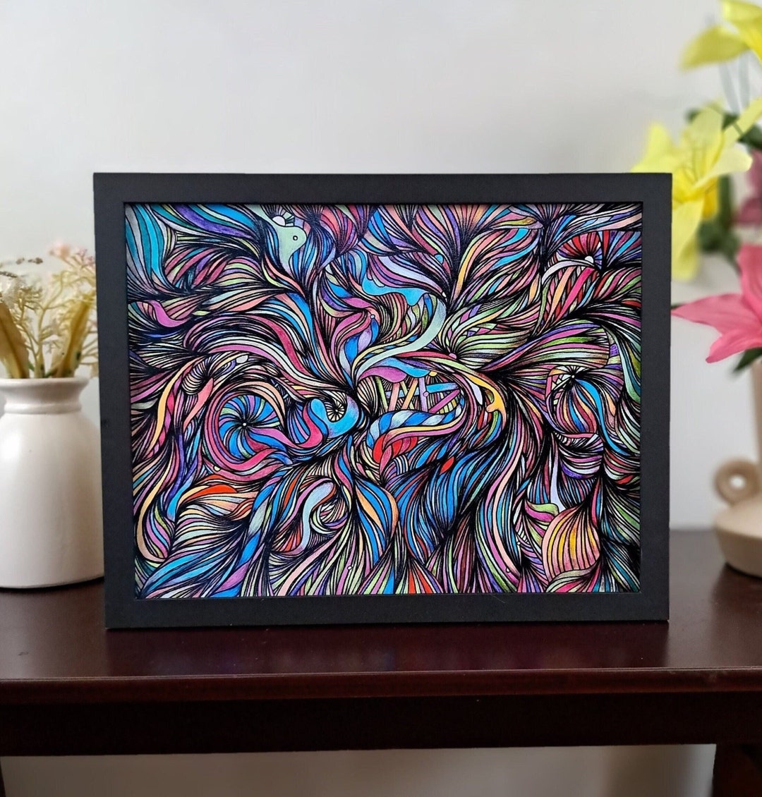 Zentangle Colorful Abstract Art Print, Modern Abstract Art Print ...