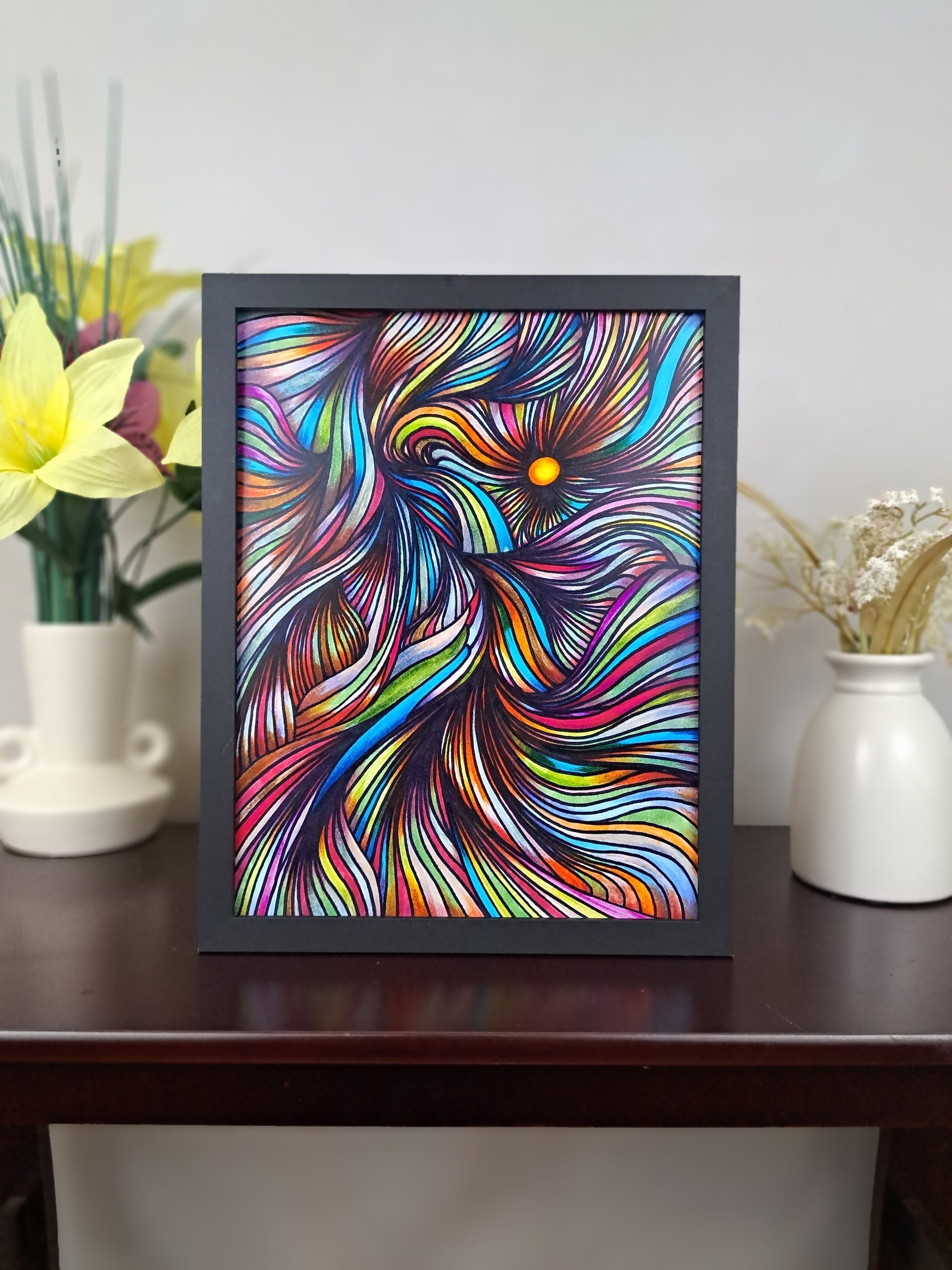 Zentangle Abstract Colorful Art Print, Modern Abstract Art, Freehand ...