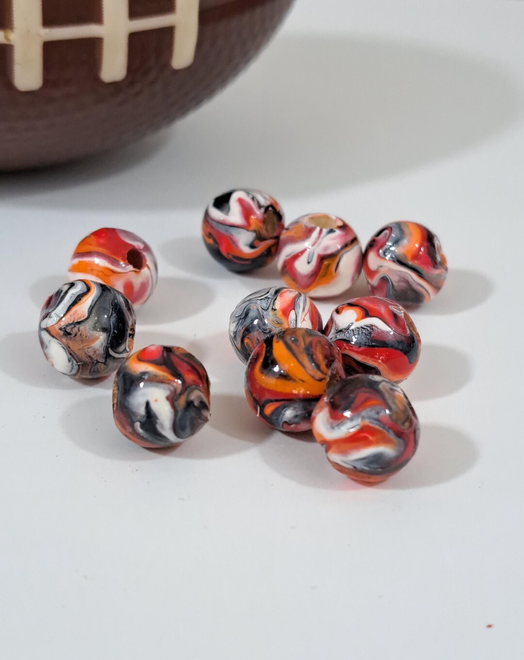 Tampa Bay Buccaneers Beads, Abstract Art Bead, Painted Wood Beads ...