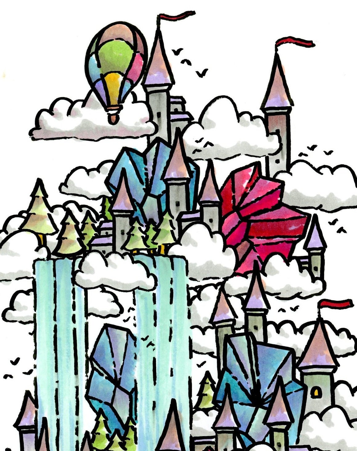Modern Fairytale Art Print, Abstract Art Print, Freehand Creative Art ...