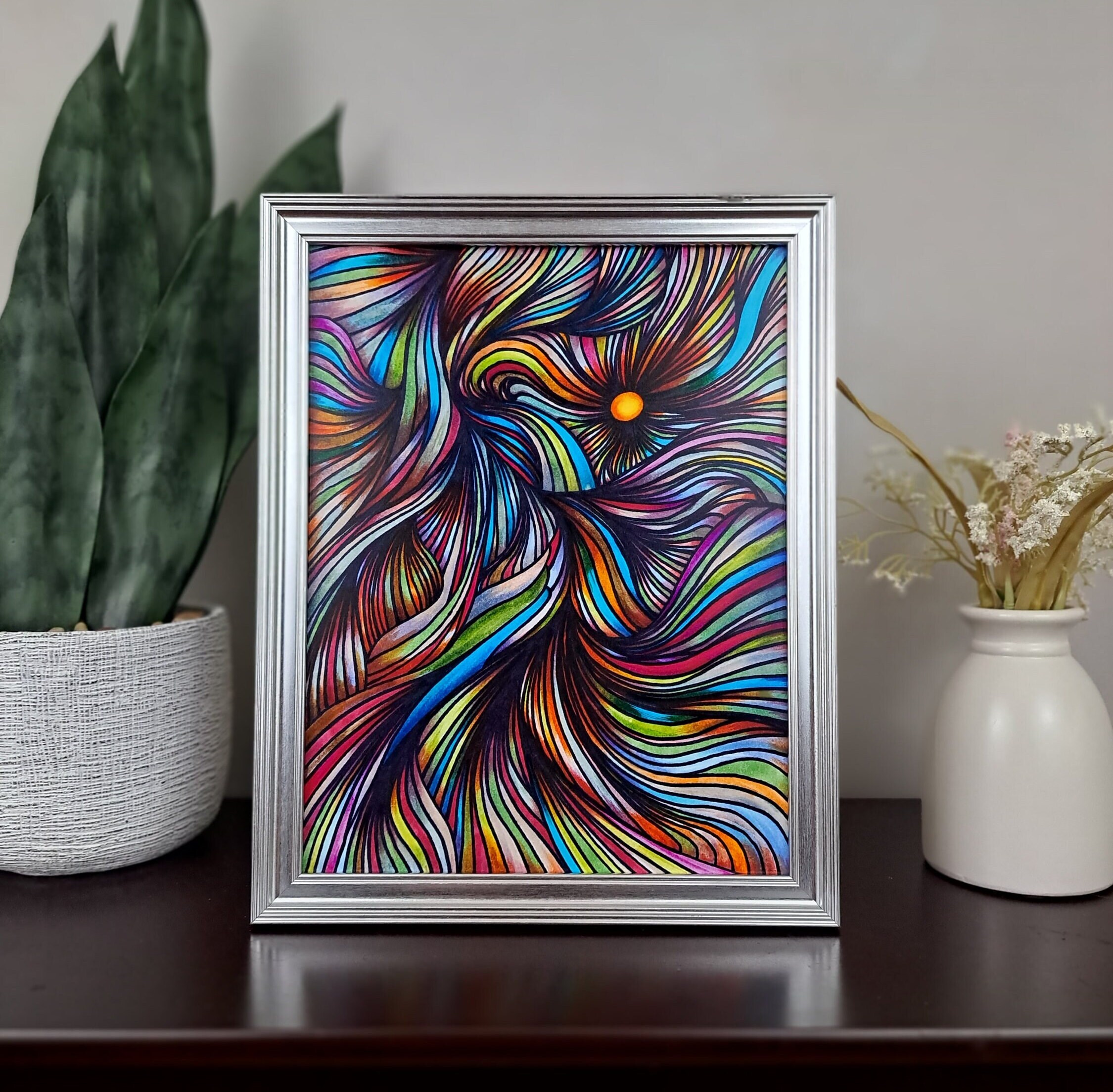 Zentangle Abstract Colorful Art Print, Modern Abstract Art, Freehand ...