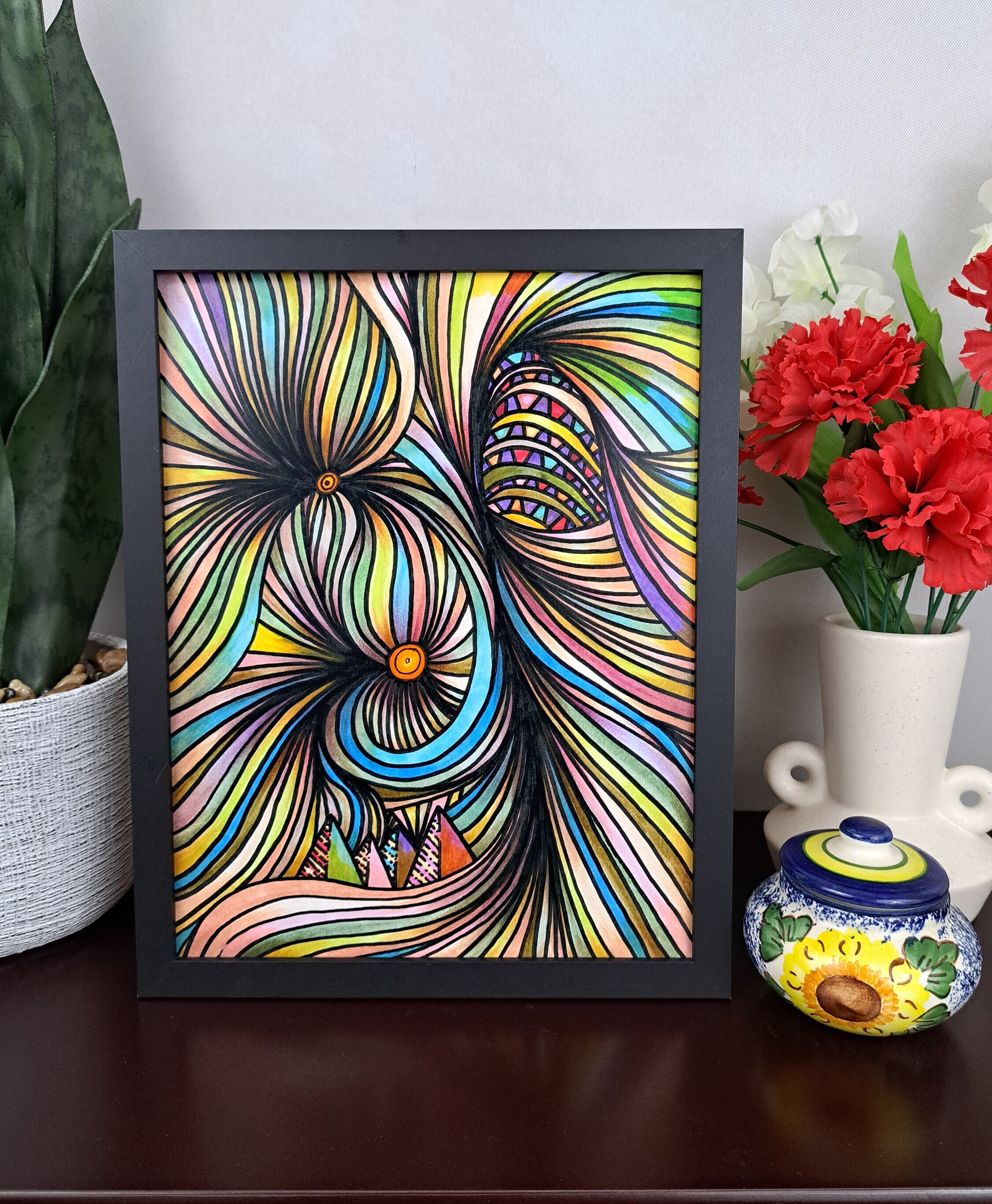 Colorful Zentangle Abstract Art Print, Modern Abstract Art, Freehand ...
