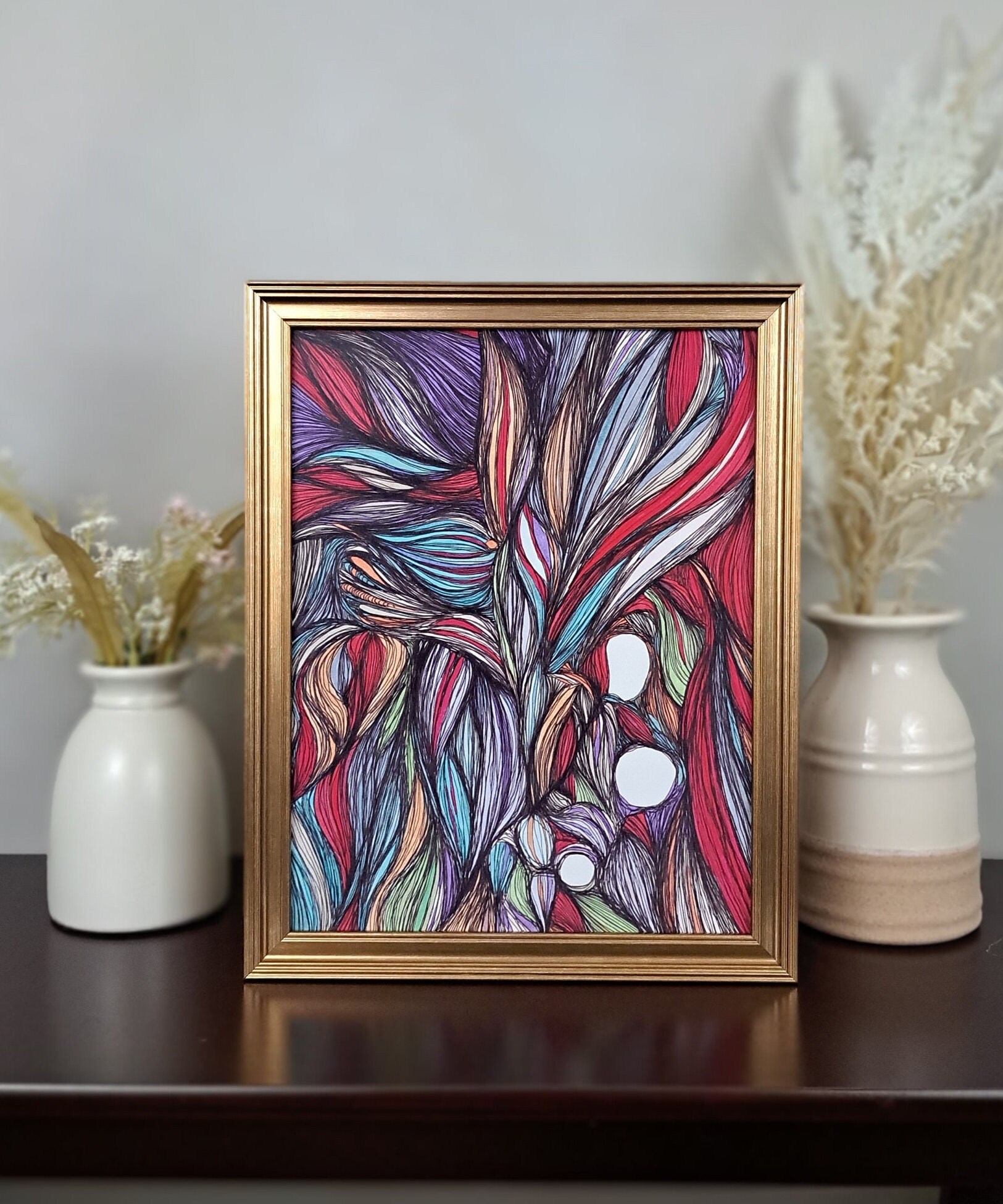 Colorful Abstract Art Print, Contemporary Modern Art, Zentangle Drawing ...