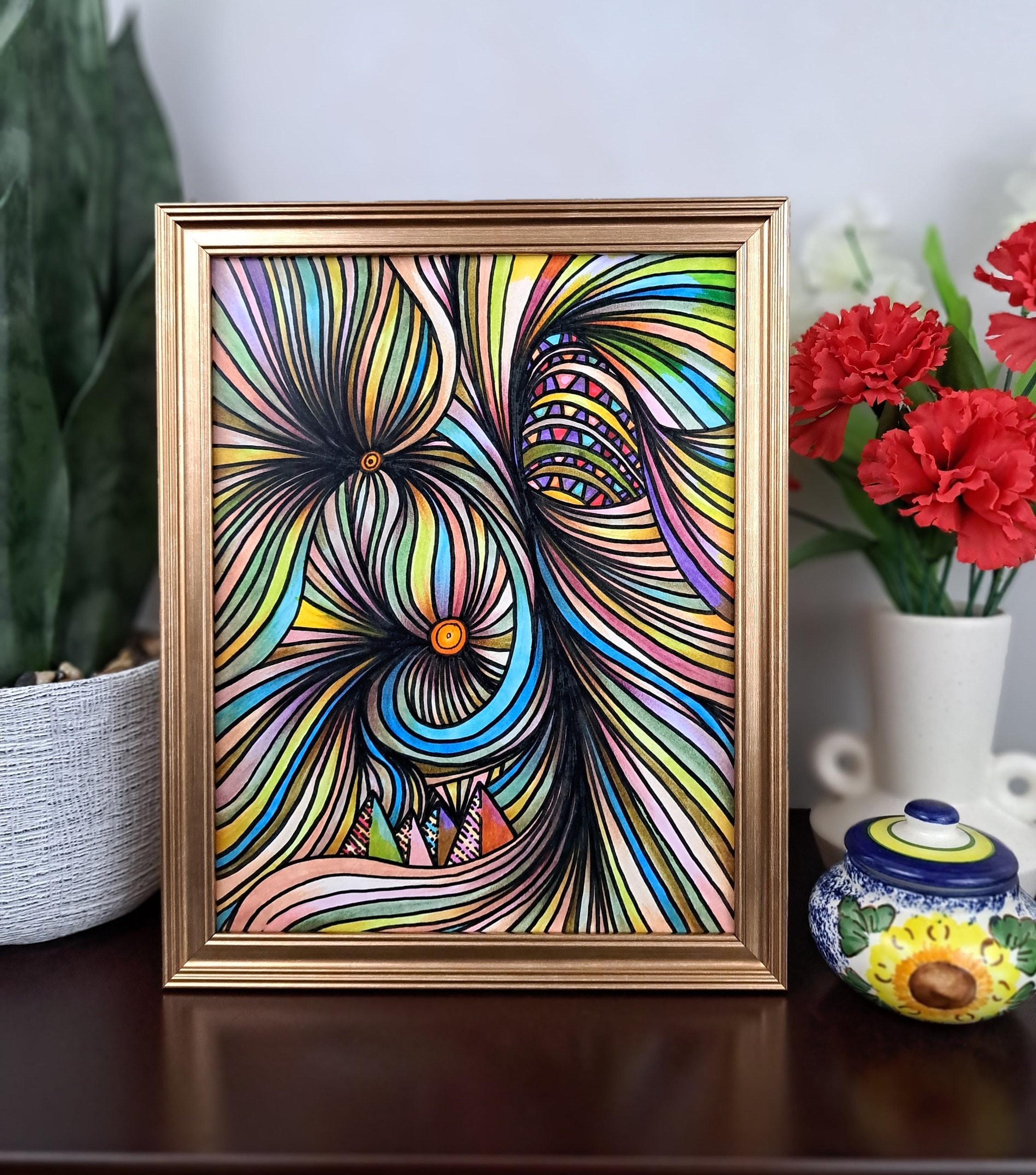Colorful Zentangle Abstract Art Print, Modern Abstract Art, Freehand ...