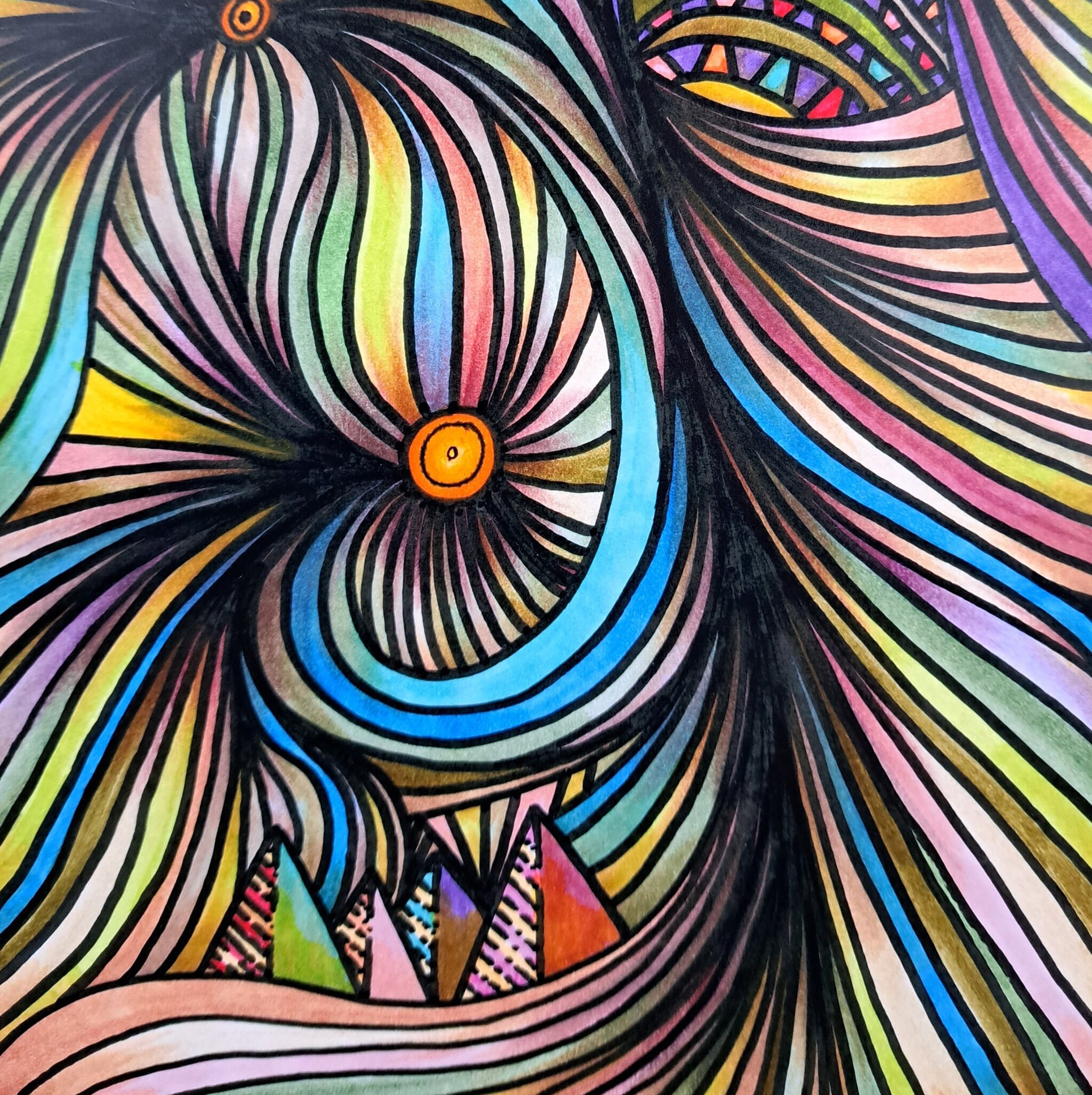 Colorful Zentangle Abstract Art Print, Modern Abstract Art, Freehand ...