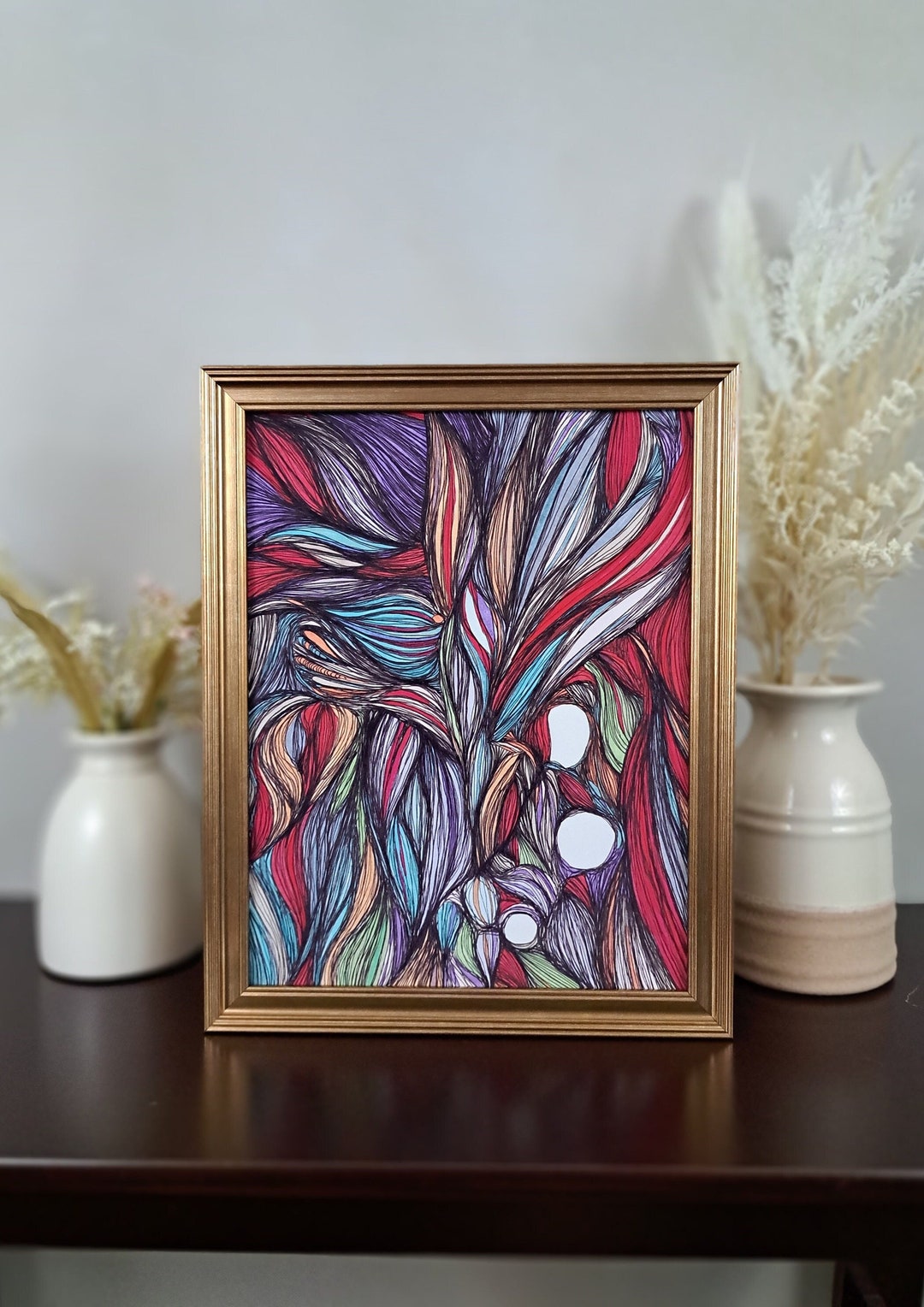 Colorful Abstract Art Print, Contemporary Modern Art, Zentangle Drawing ...