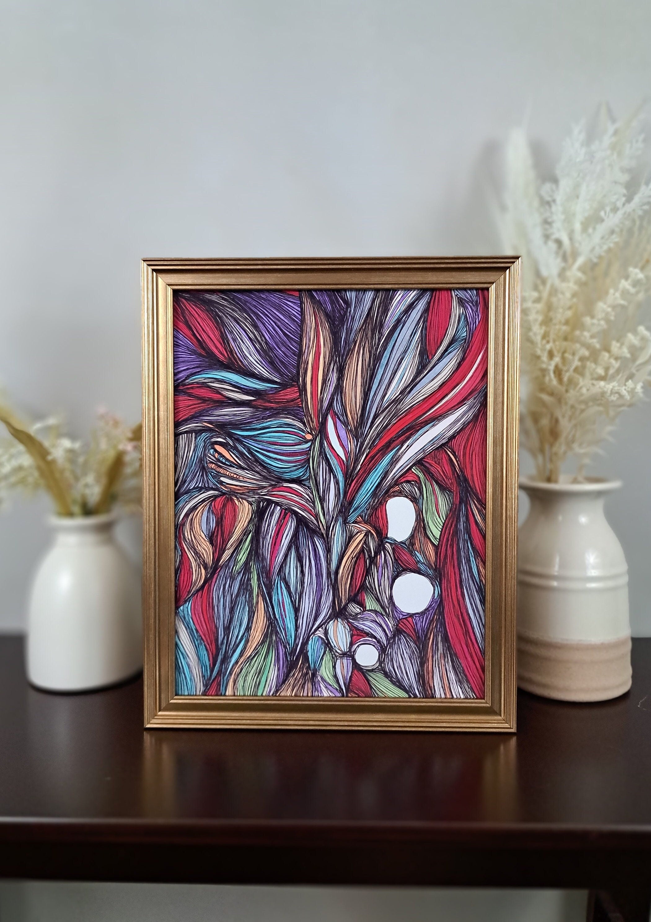 Colorful Abstract Art Print, Contemporary Modern Art, Zentangle Drawing ...