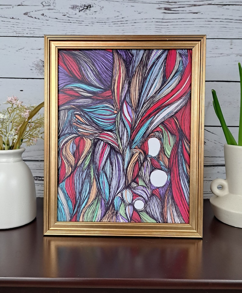 Colorful Abstract Art Print, Contemporary Modern Art, Zentangle Drawing ...