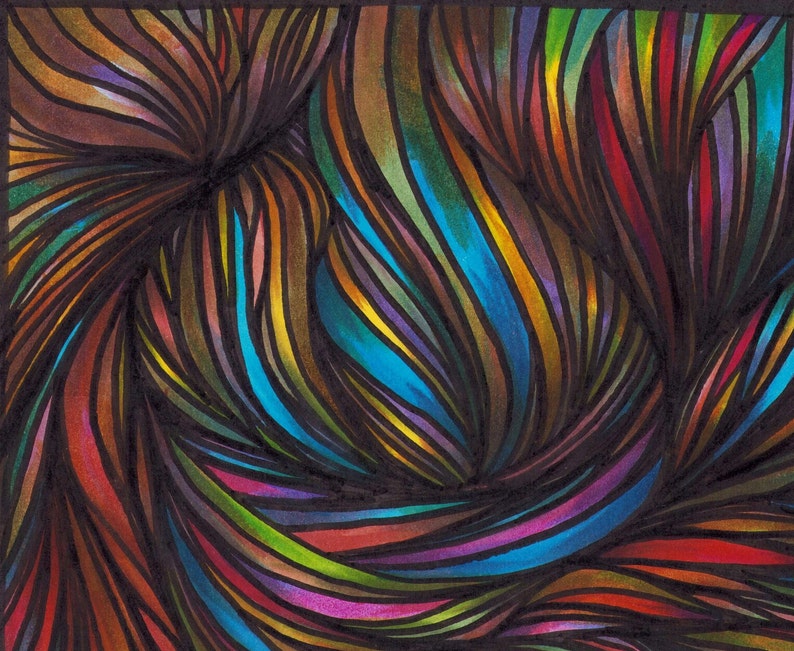 Zentangle Abstract Colorful Art Print, Modern Abstract Art Print ...