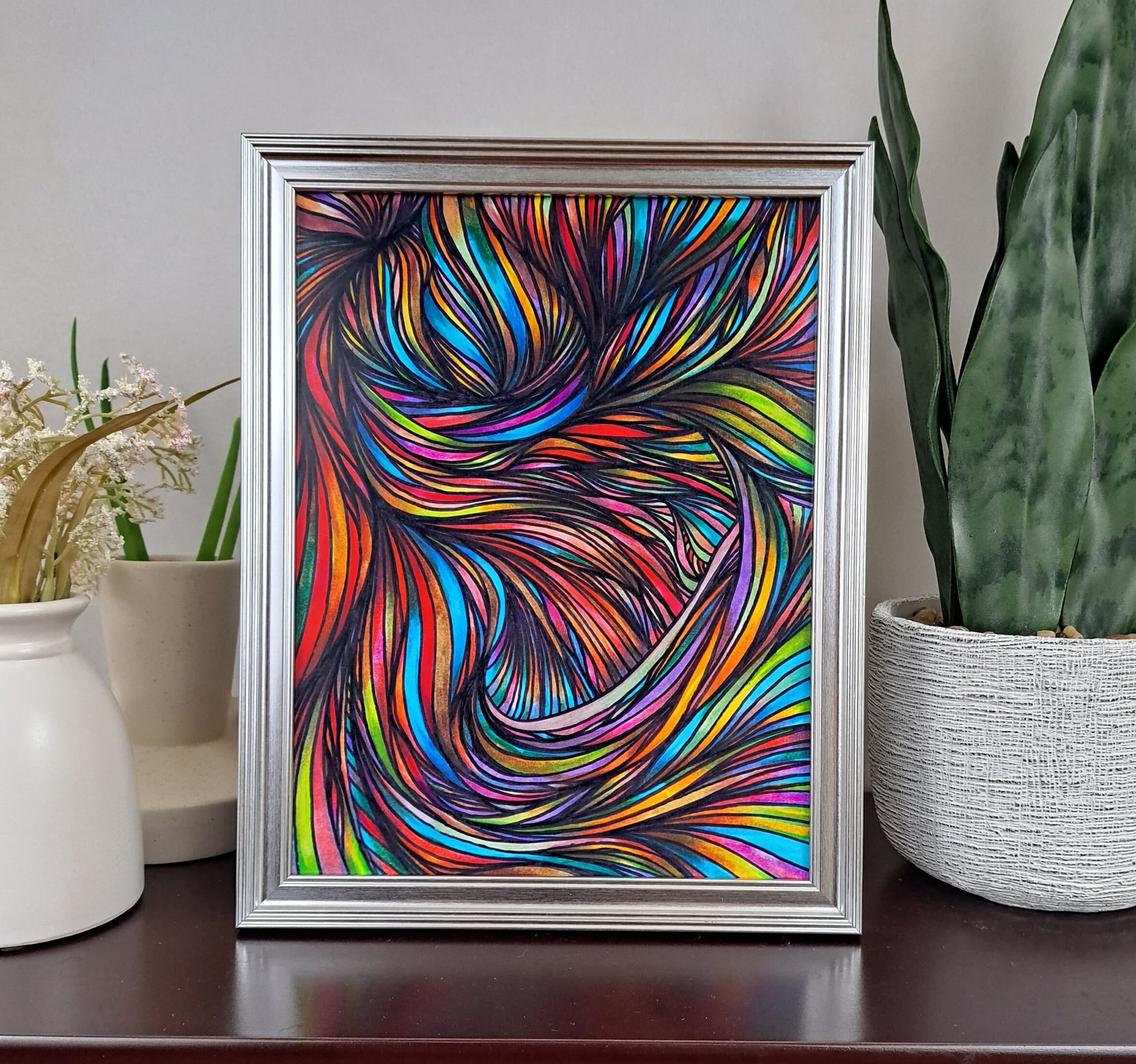 Zentangle Abstract Colorful Art Print, Modern Abstract Art Print ...