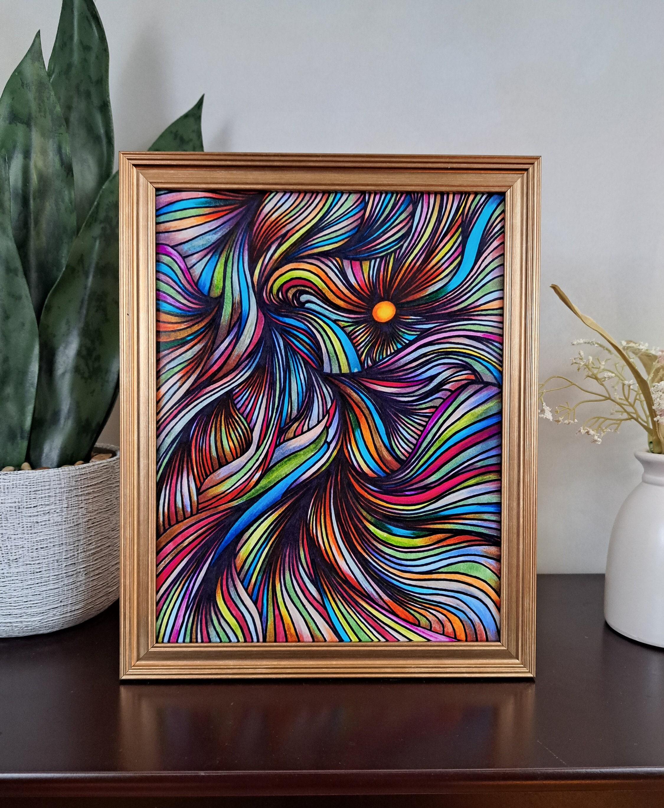 Zentangle Abstract Colorful Art Print, Modern Abstract Art, Freehand ...
