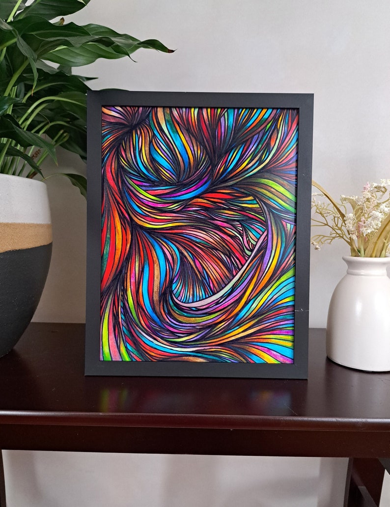 Zentangle Abstract Colorful Art Print, Modern Abstract Art Print ...