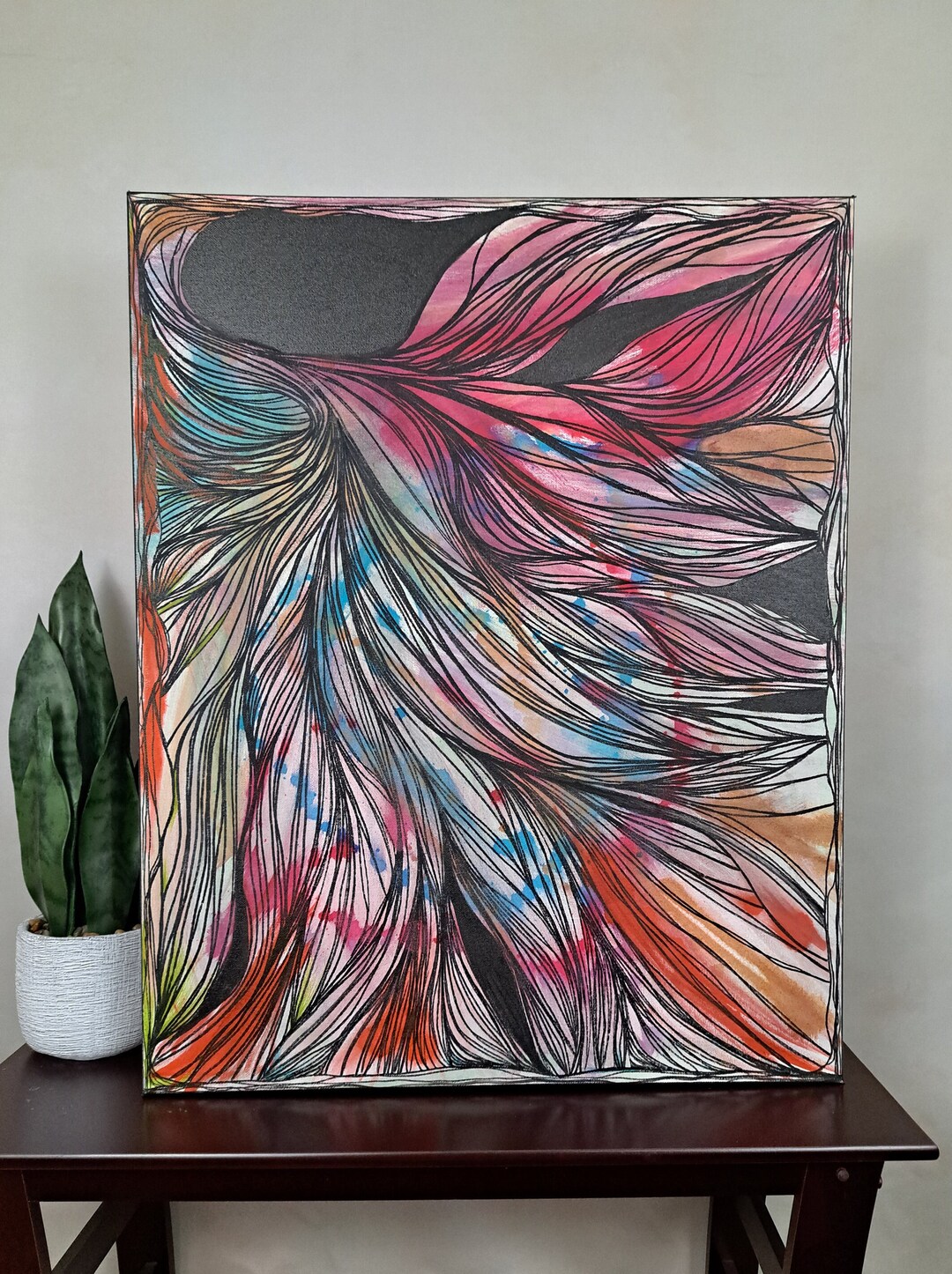 Colorful Zentangle Abstract Art, Ink Painting, Original on Canvas - Etsy