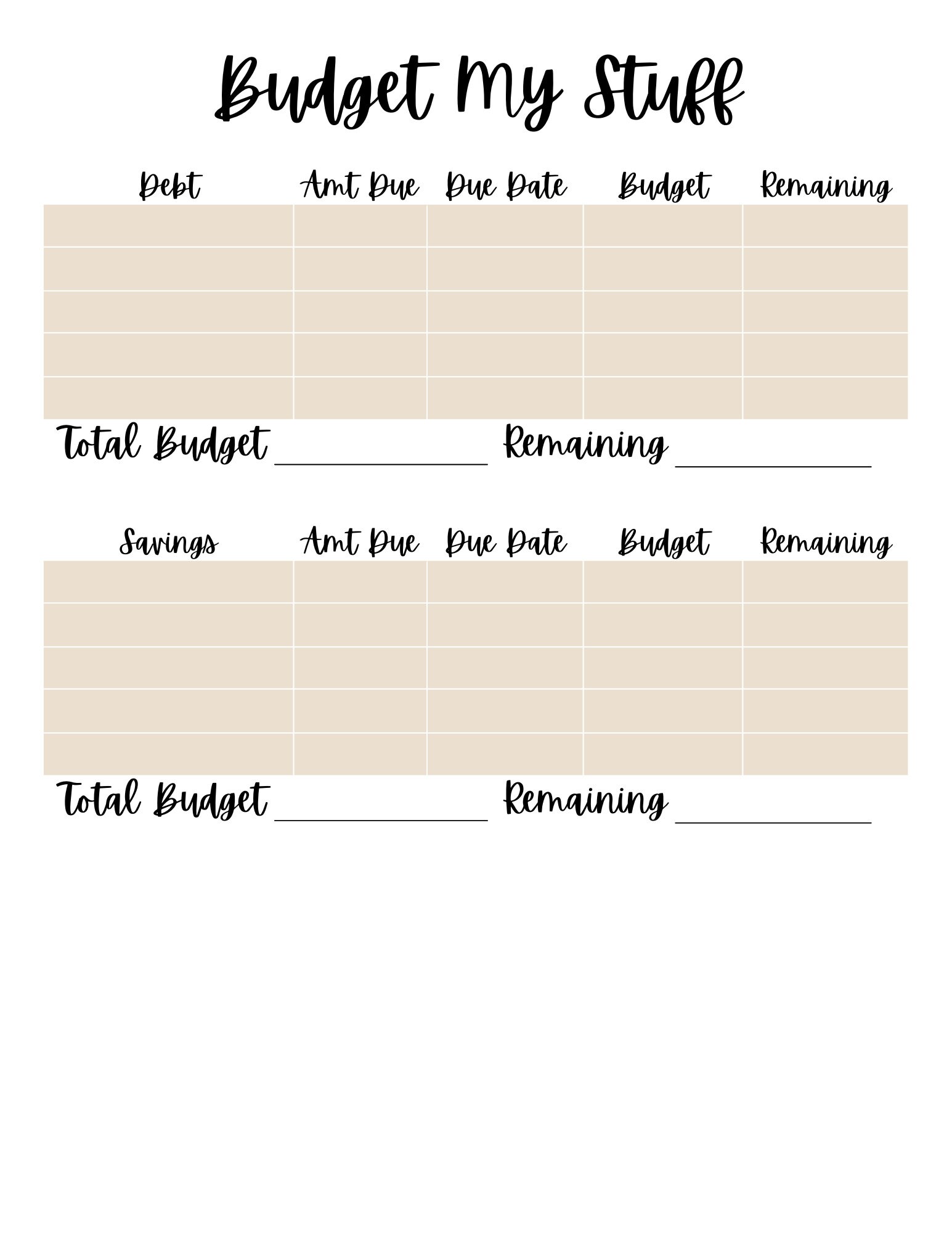 Printable Budget Tracker - Etsy