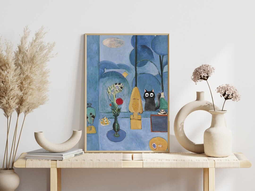 Henri Matisse Cat Print, Matisse Blue Window Cat Poster, Black Cat Art ...
