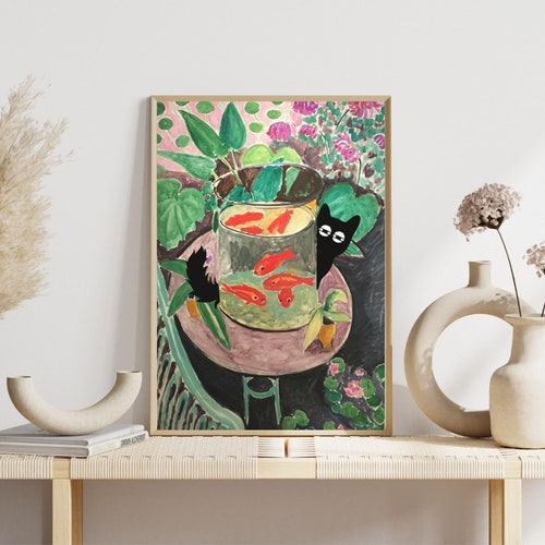 Henri Matisse Cat Print Matisse Fish Bowl Black Cat Art - Etsy