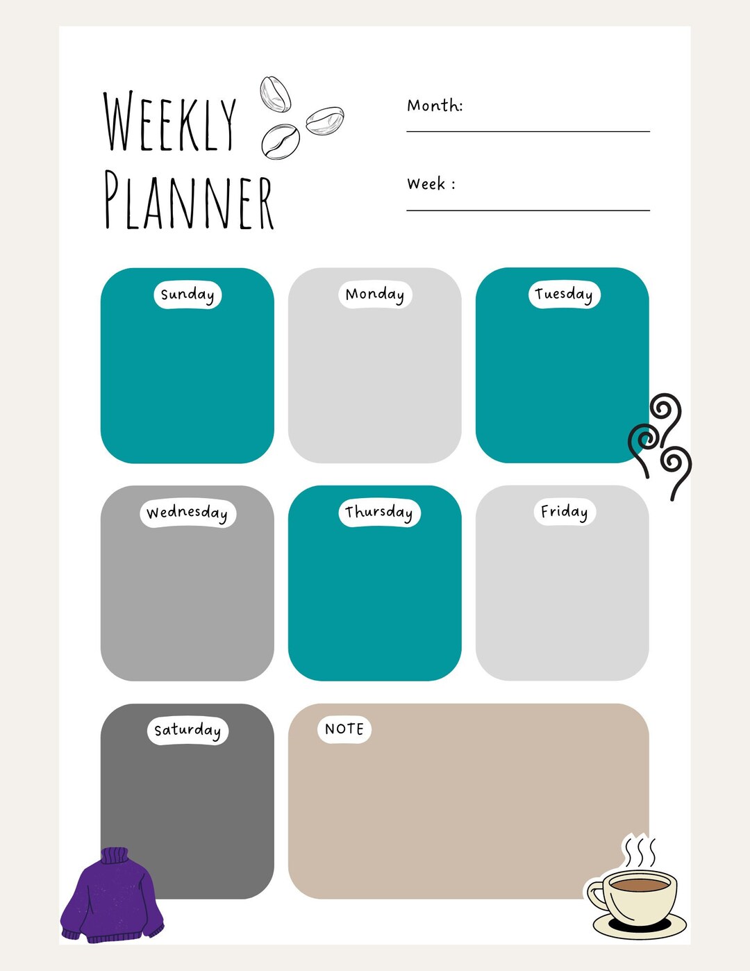 Coffee Inspired Weekly Planner - Etsy