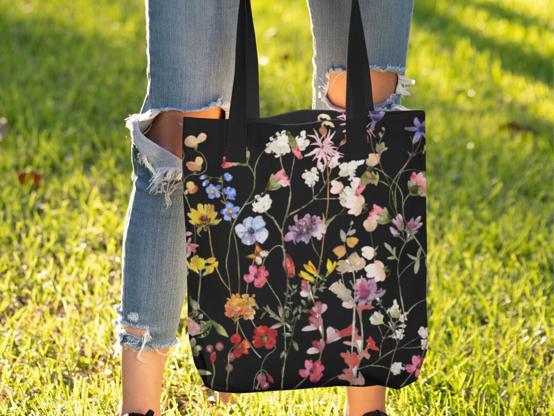 Floral Tote Bag, Wildflower Tote Bag , Tote Bag, Tapestry Style Bag ...